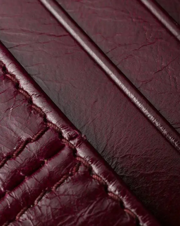 Prada Leather Card Holder - Burgundy