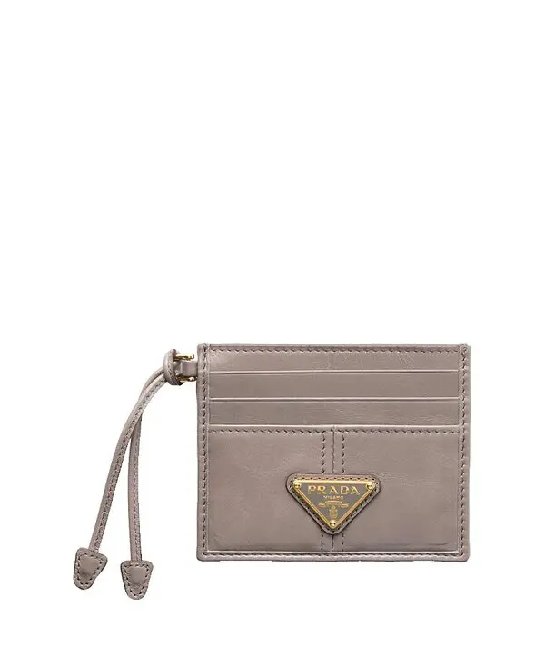 Prada Leather Card Holder - Dark Grey