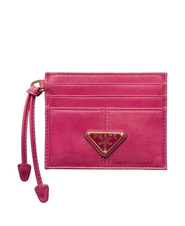 Prada Leather Card Holder - Pink