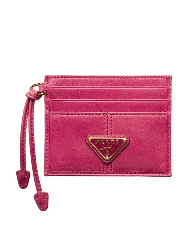 Prada Leather Card Holder - Pink