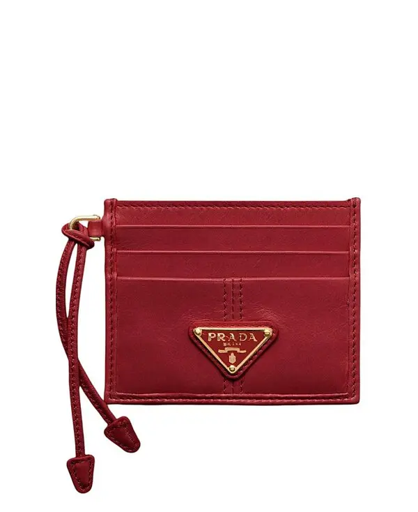 Prada Leather Card Holder - Red