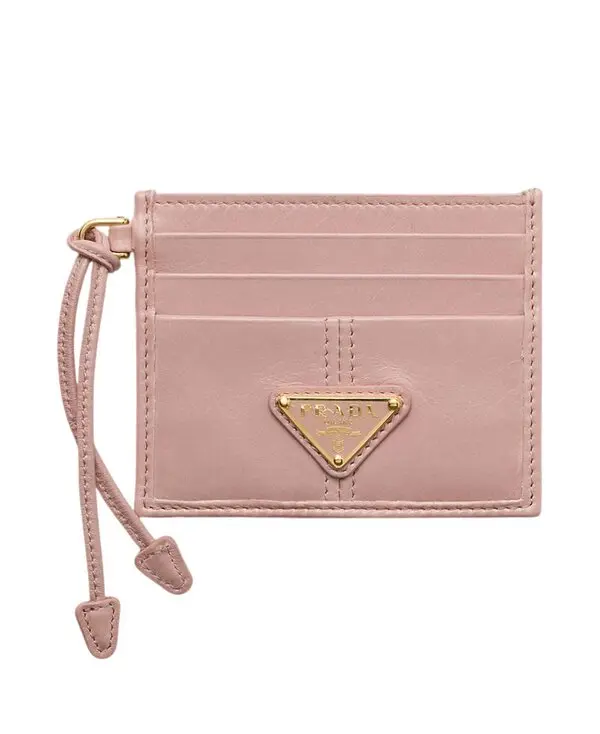 Prada Leather Card Holder - Rose