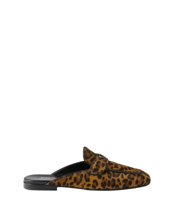 Prada Leopard-print Leather Mules - Honey
