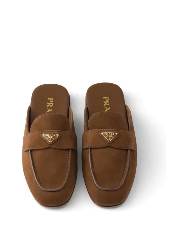 Prada Suede Slippers - Brown