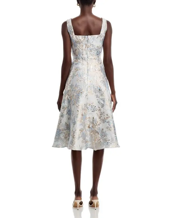 Aqua Brocade Midi Dress