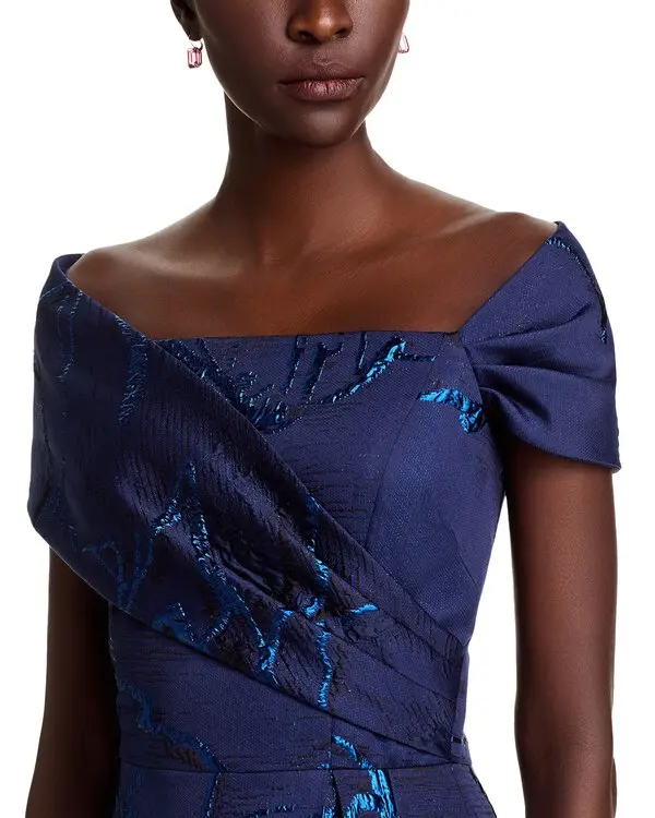 navy blue dress for baby girl Teri Jon Asymmetric Hammered Satin Gown 227011 main image 1