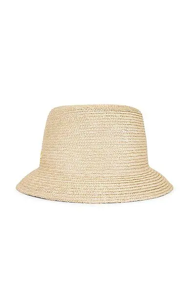 Saint Laurent Straw Bucket Hat With Cassandre Pin - Rope