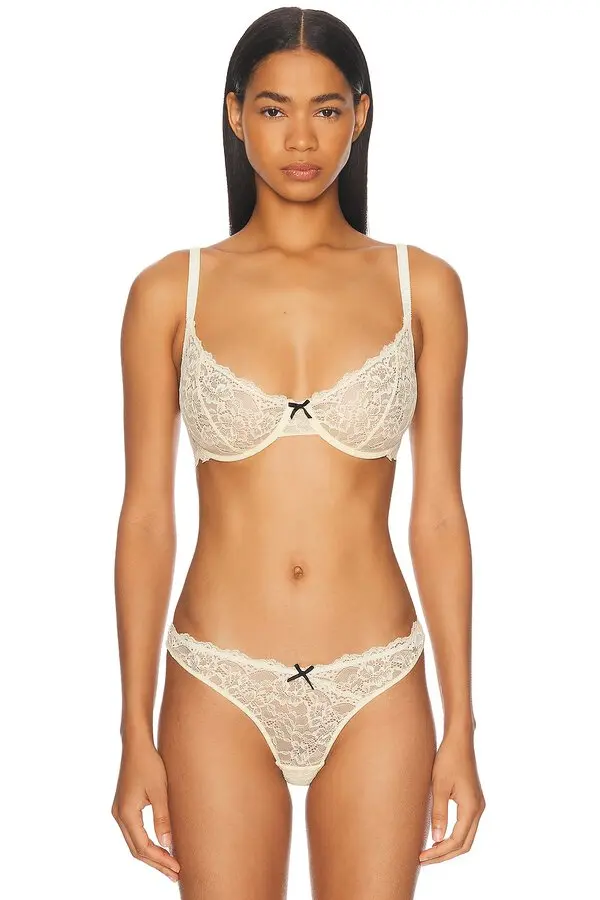Fleur Du Mal Bianca Lace Balconette Bra In Cream - Buttercup
