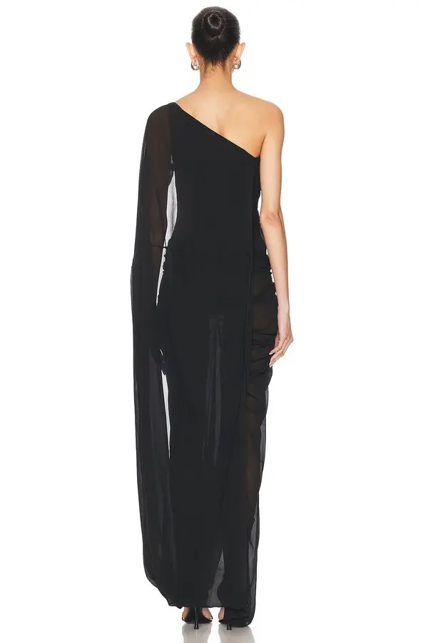 Stella McCartney Creponne Asymmetric Drape Maxi Dress