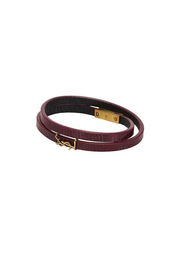 Saint Laurent Double Wrap Bracelet - Burnt Sand & Dark Burgundy