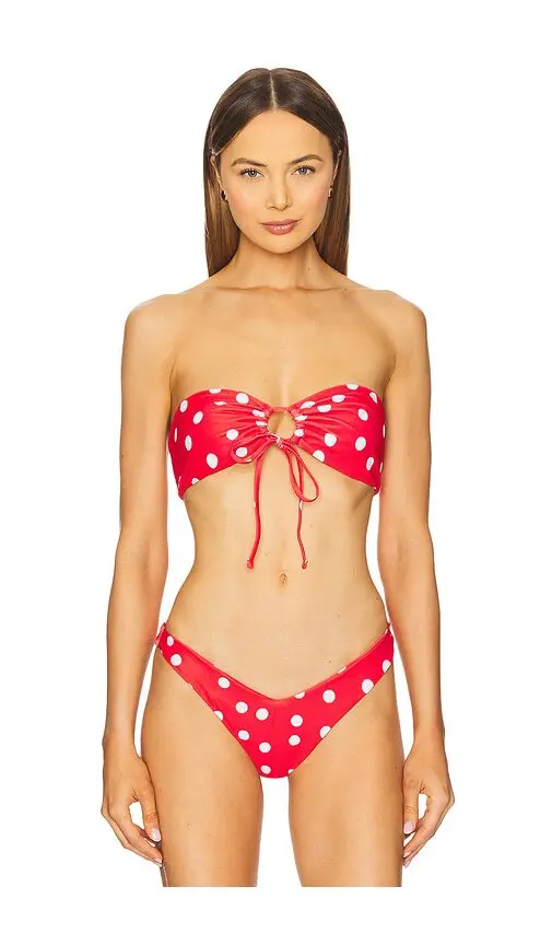 Superdown Lucy Bikini Top - Red Polka Dot