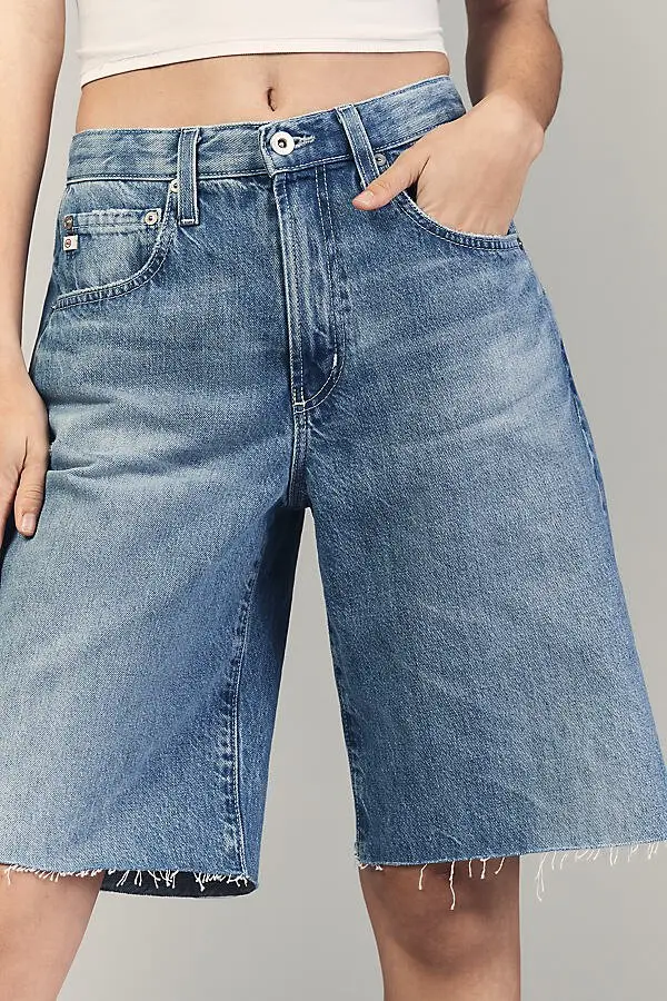 Ag Hattie High-rise Denim Bermuda Shorts