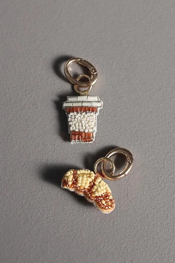 Anthropologie Beaded Icon Shoe Charms - Coffee Pack