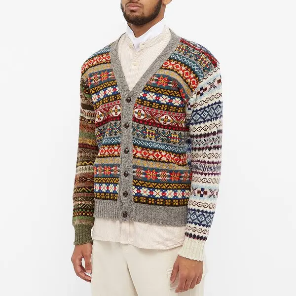 Jamieson'S Of Shetland Crazy Fair Isle V-Neck Cardigan In Multi
