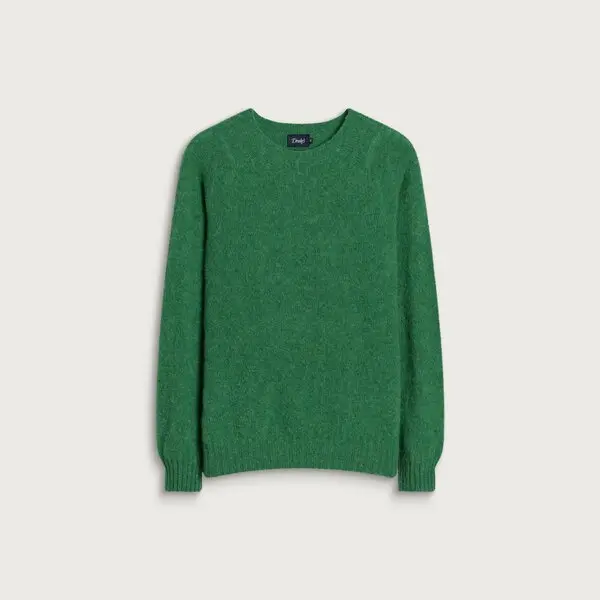 DRAKE'S Brushed Shetland Crew Knit - Pixie Green