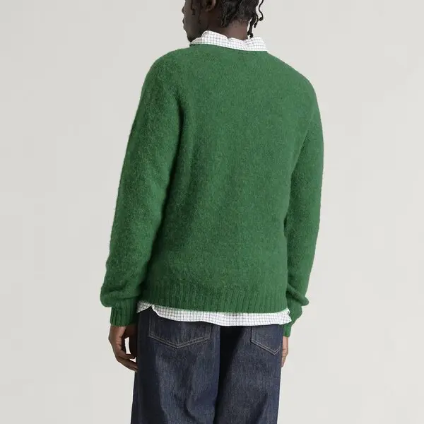 DRAKE'S Brushed Shetland Crew Knit - Pixie Green