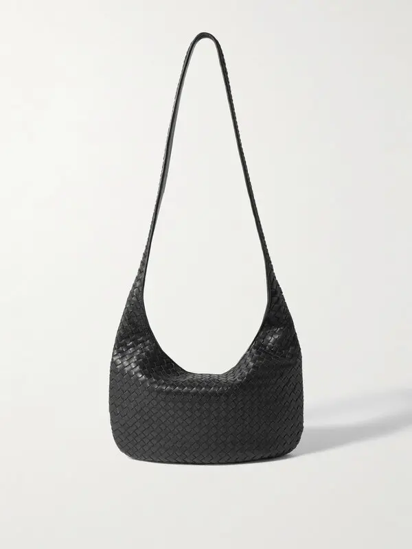 Bottega Veneta Intrecciato Leather Messenger Bag - Black