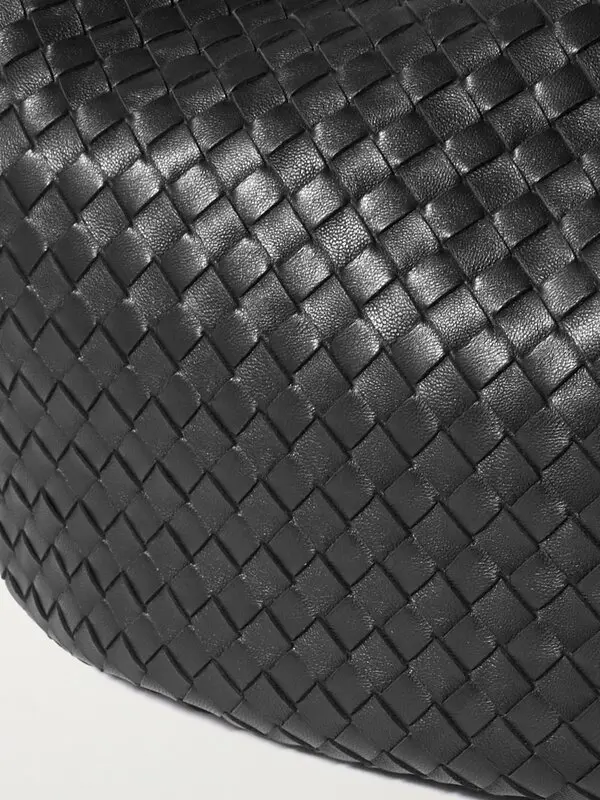 Bottega Veneta Intrecciato Leather Messenger Bag - Black
