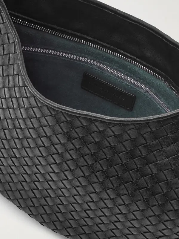 Bottega Veneta Intrecciato Leather Messenger Bag - Black