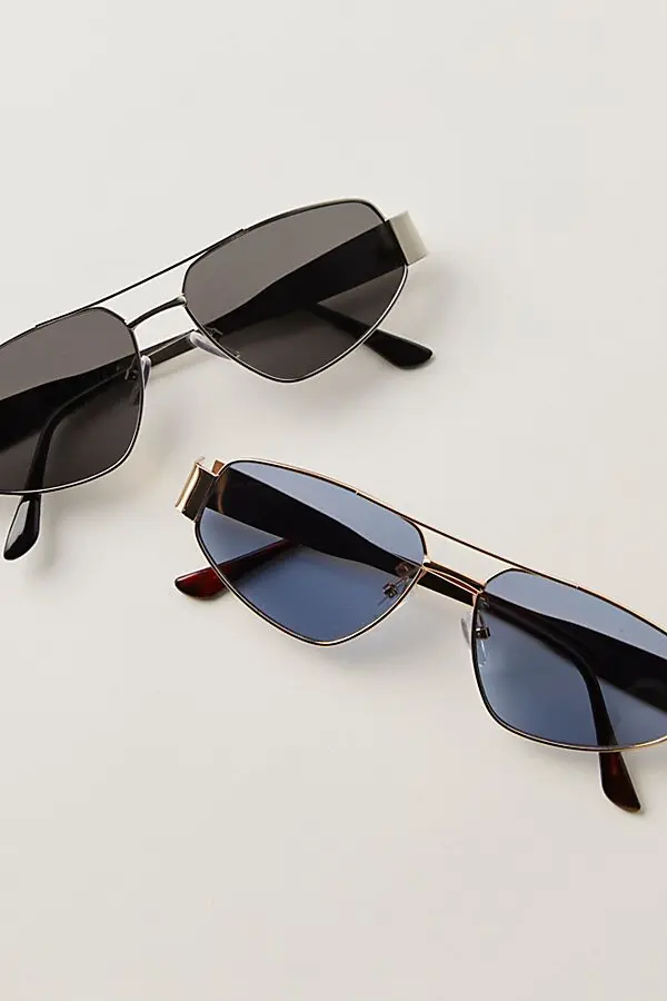 Free People Metal Aviator Sunglasses In Silver/Black - 50  display picture 2