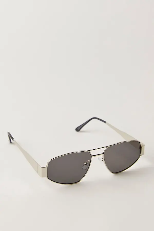 Free People Metal Aviator Sunglasses In Silver/Black - 50 