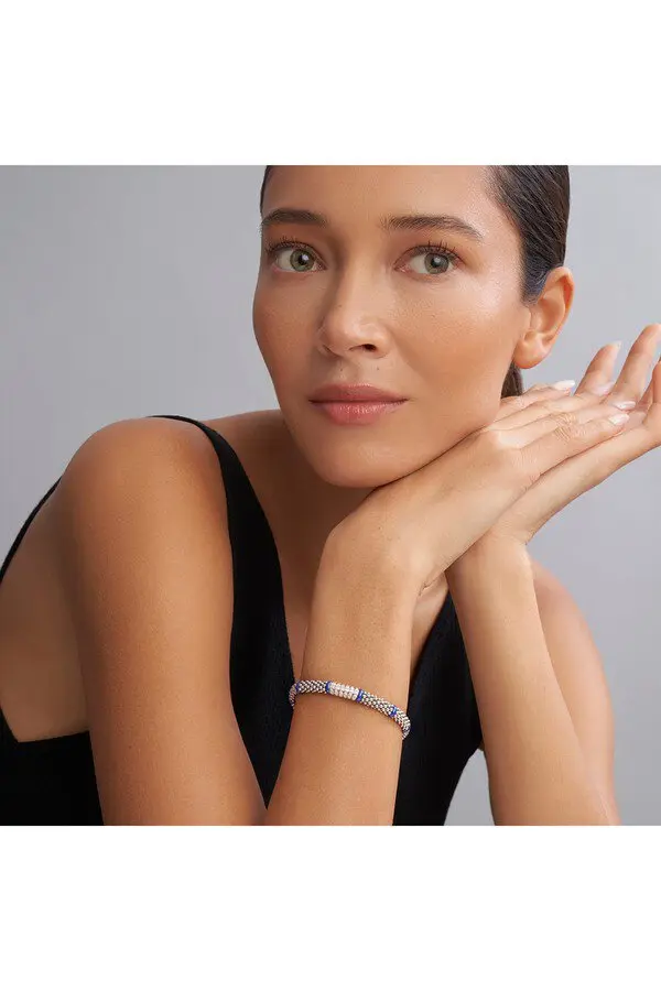 Lagos Caviar Ultramarine Six Station Diamond Bracelet