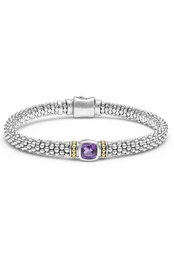 Lagos Rittenhouse Amethyst Caviar 6mm Bracelet - Gold
