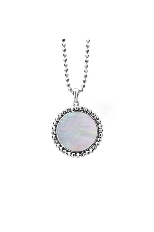 Lagos Maya Mother Of Pearl Circle Pendant Necklace - Silver