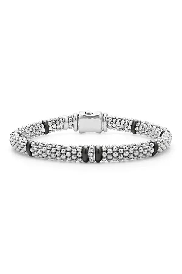 Lagos Caviar Diamond Bracelet - Black
