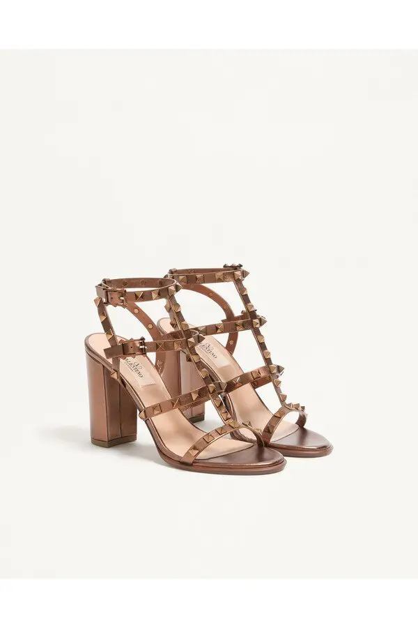 Valentino Garavani Rockstud 90mm Ankle Strap Sandals - Metallic