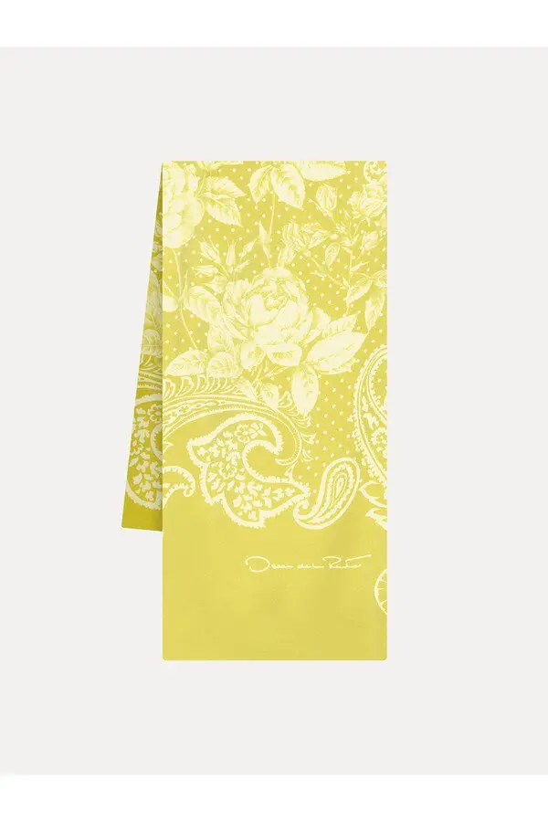 Oscar De La Renta English Rose Silk Bandana Scarf - Red