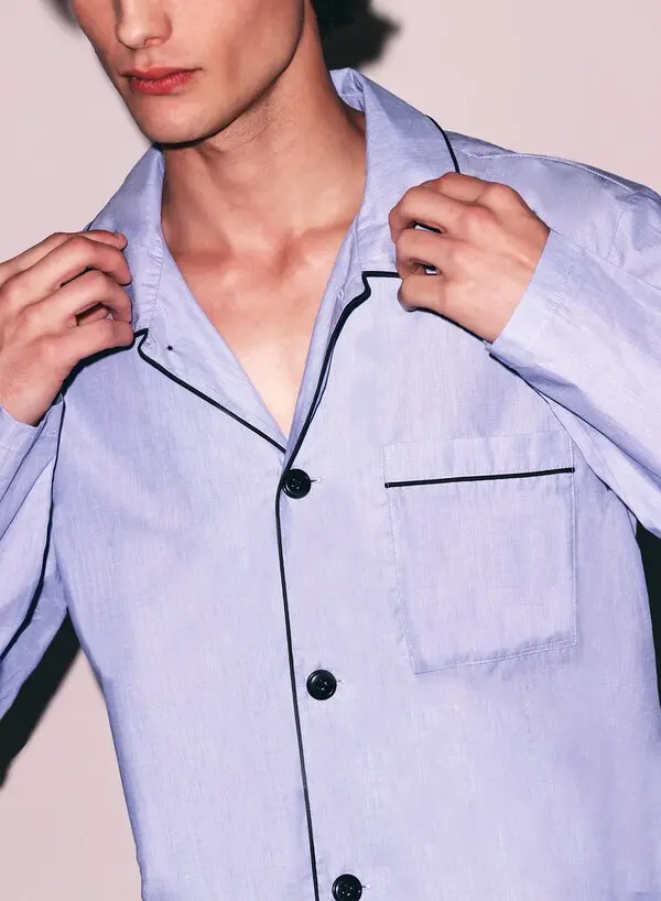 FLEUR DU MAL Poplin Pj Top - Pacific Blue