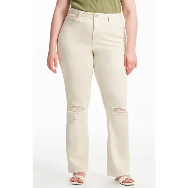 BAYEAS Emily High-waist Flare Leg Jeans - Ecru