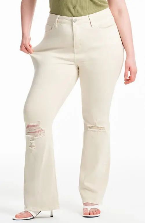 BAYEAS Emily High-waist Flare Leg Jeans - Ecru