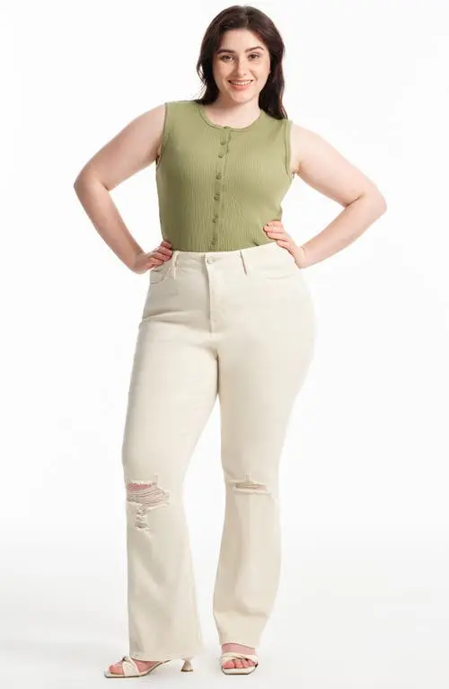 BAYEAS Emily High-waist Flare Leg Jeans - Ecru