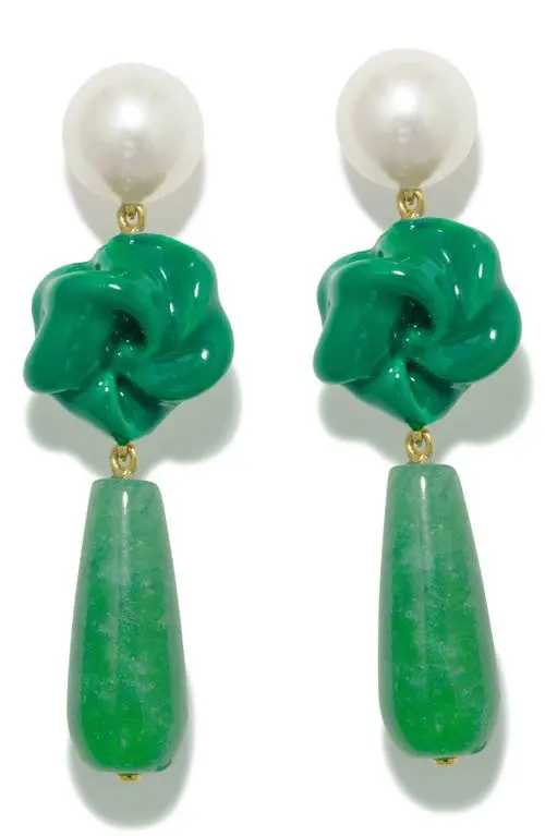 Completedworks The Depths Of Time Drop Earrings - Green 18ct Gold Plated