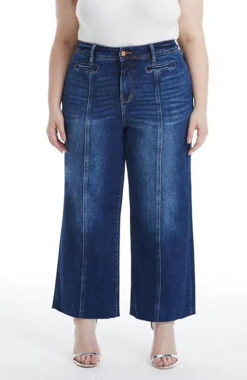 BAYEAS Seamed Wide Leg Jeans - Dark Blue