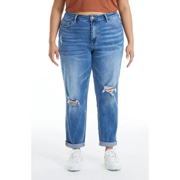 BAYEAS High Rise Relaxed Boyfriend Jeans - Midnight Thunder