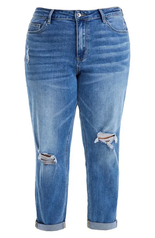 BAYEAS High Rise Relaxed Boyfriend Jeans - Midnight Thunder