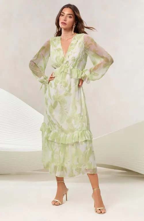 Lipsy Green Wrap Dress Lipsy Long Sleeve Floral Print Chiffon Dress In Green  60% Off