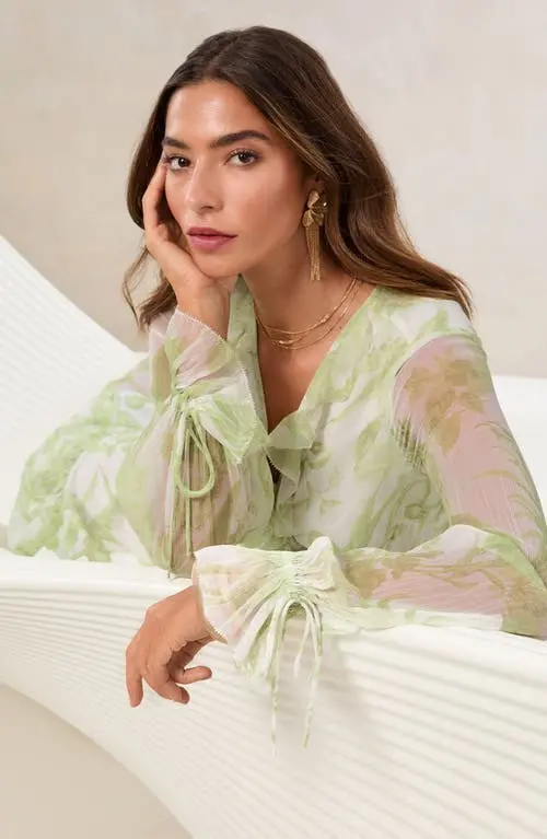 LIPSY Long Sleeve Floral Print Chiffon Dress