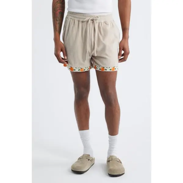 MAVRANS Terry Cloth Shorts - Tan/ Orange Multi