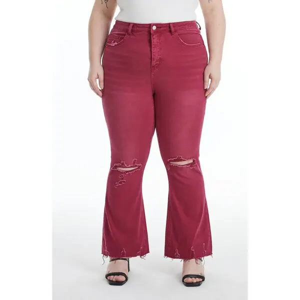 BAYEAS Emily High-waist Straight-leg Jeans - Wine