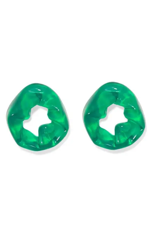 Completedworks Scrunched Resin Stud Earrings - Green 18ct Gold Plated