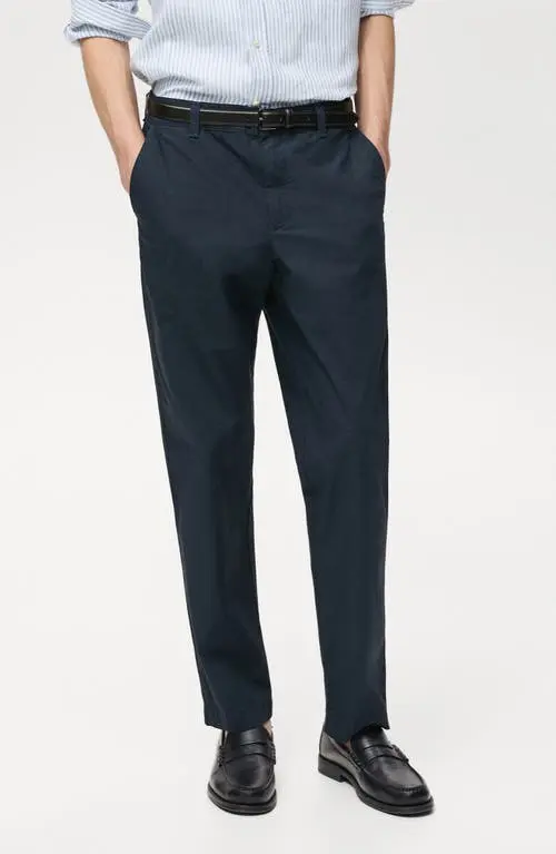 Mango Drawstring Straight Leg Poplin Pants