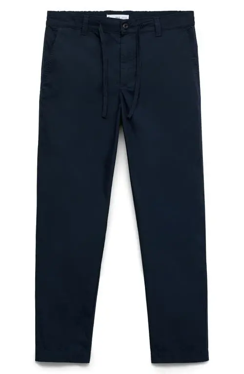 Mango Drawstring Straight Leg Poplin Pants