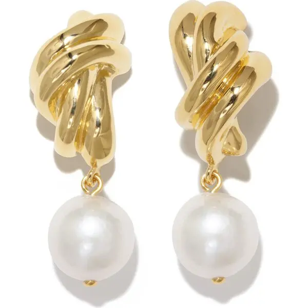 Completedworks Pearl Drop Earrings - 18ct Gold Plated