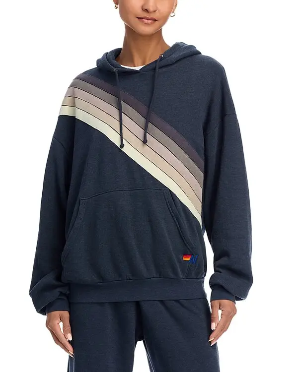 Aviator Nation Cross Stripe Hoodie - Charcoal/charcoal