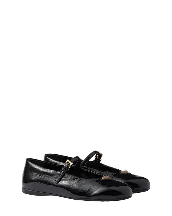 Prada Naplak Patent Leather Ballerinas - Black
