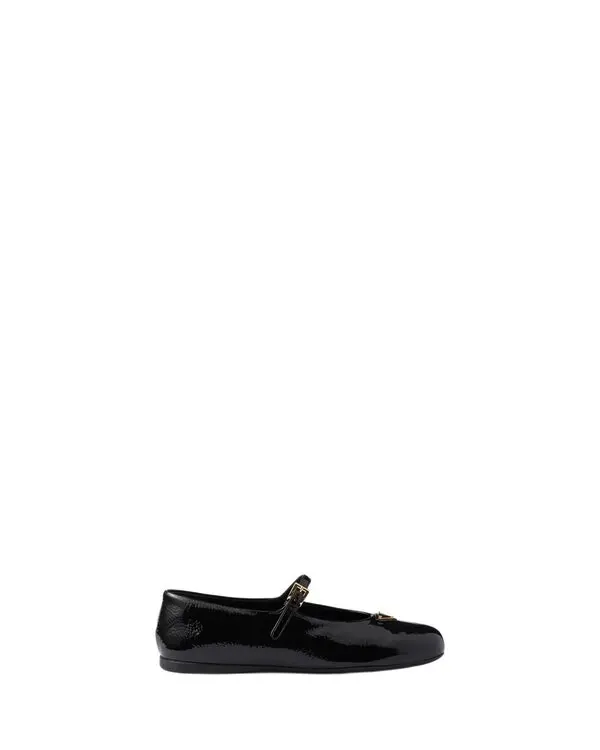 Prada Naplak Patent Leather Ballerinas - Black